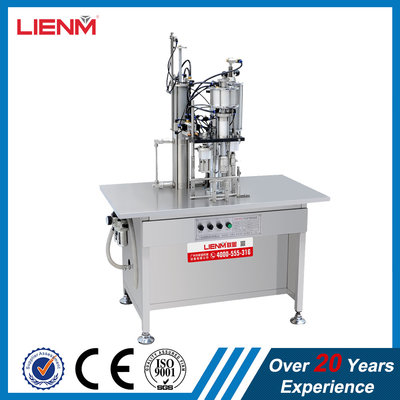 China 3 in 1 Full Pneumatic Snow Spray Pesticide Filling Line Packing Machine Pneumatic Hair Spray/Shaving Gel/Foam Aerosol supplier