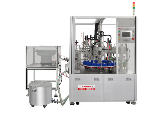 China Automatic perfume filling machine filling crimping collaring machine with pump and collar feeder supplier
